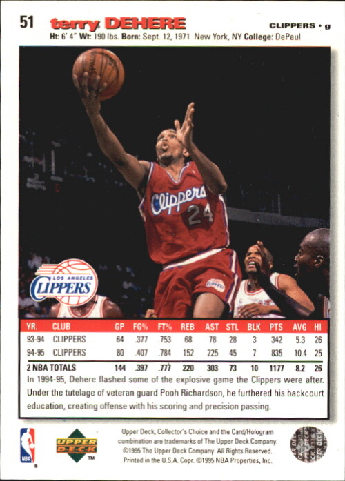 1995-96 Collector's Choice Player's Club Platinum #51 Terry Dehere - NM ...