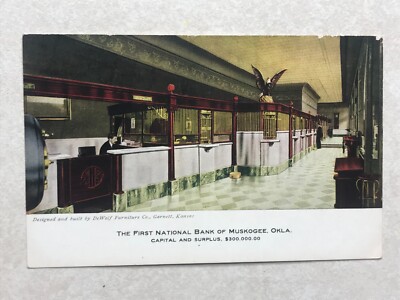 F1753 Postcard First National Bank Muskogee OK Oklahoma Interior | eBay