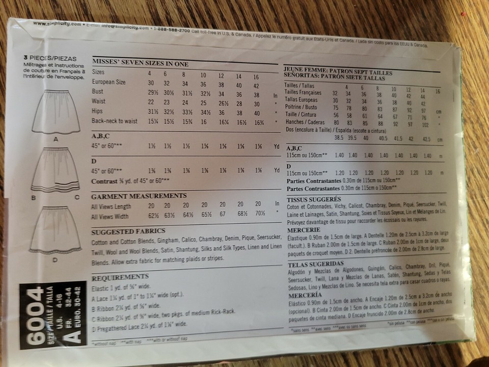 New Look 6004 Misses Skirts Size (4-16) Sewing Pattern Uncut New | eBay