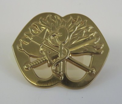 VINTAGE Fire Department Gold Tone Helmet Badge Firefighter Fireman OEM ...