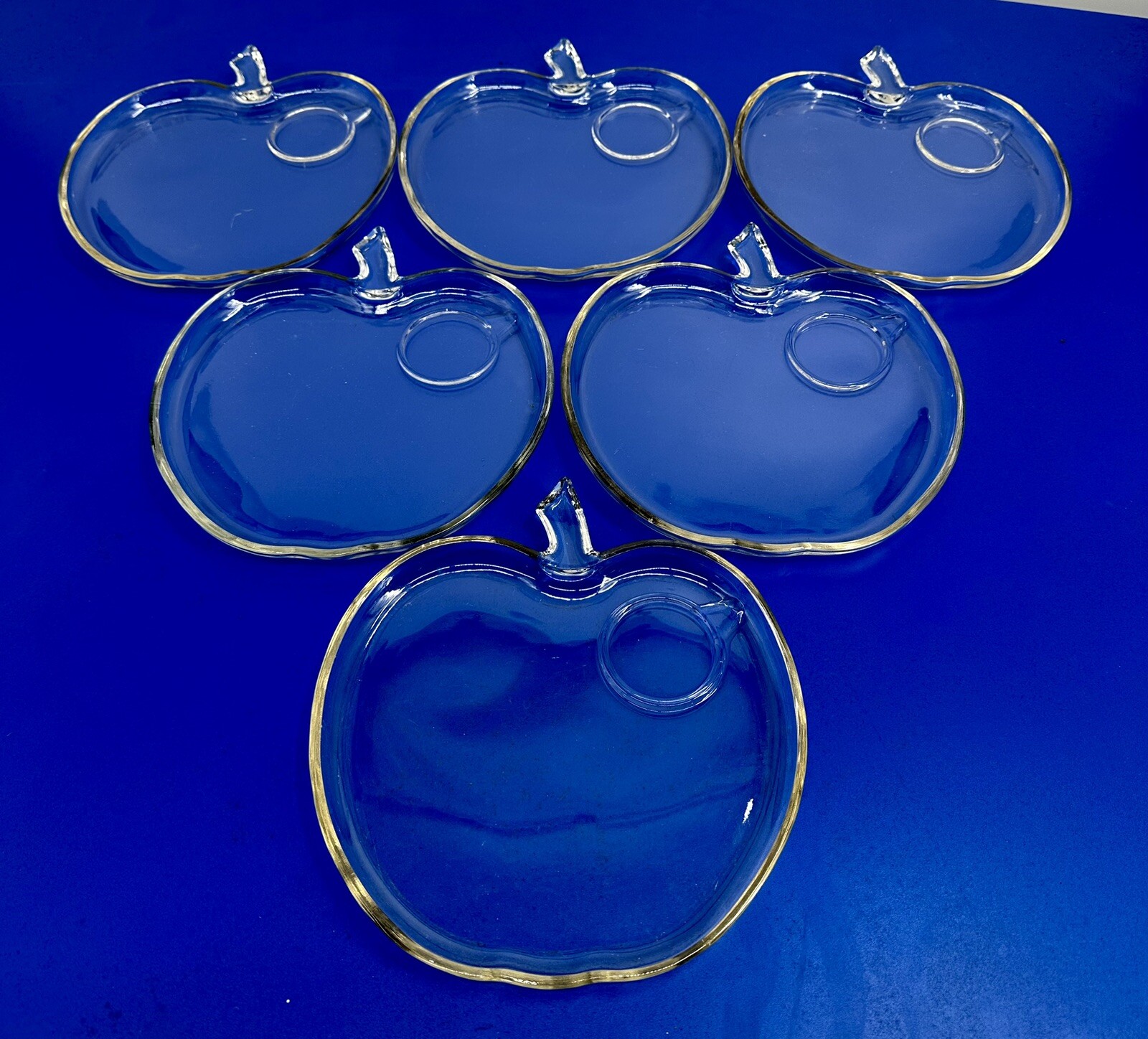 Vintage Clear Glass Apple-Shaped Snack Luncheon Plates Set Of 6 | eBay