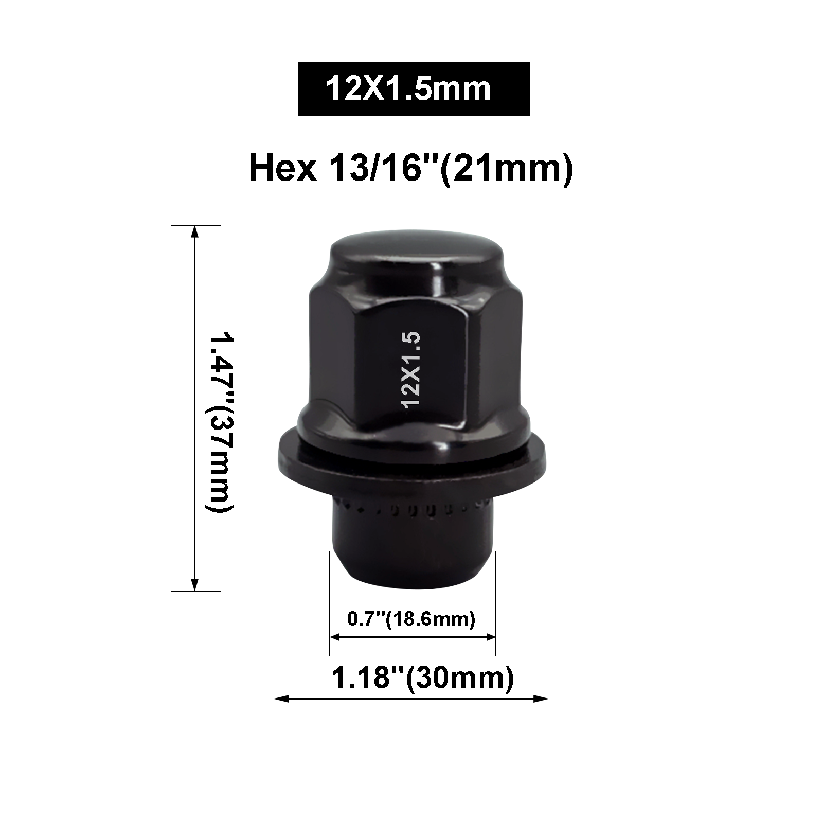 20 Black Toyota/Lexus/Scion OEM Factory Style 12X1.5 Mag/Flat Seat Lug ...