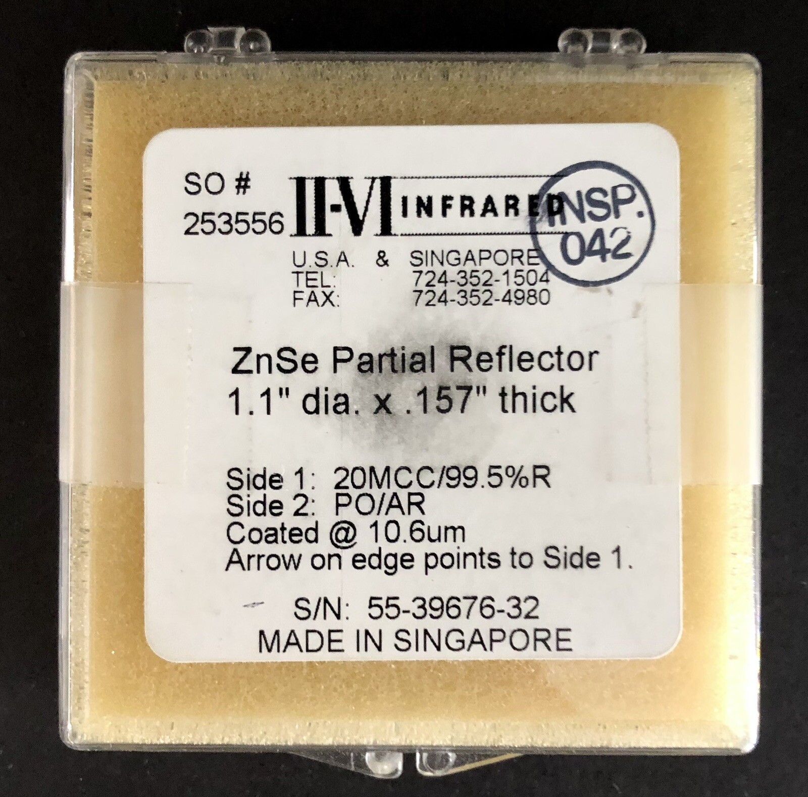 II-VI Infrared ZnSe Partial Reflector - 1.1" x .157" - (55-39676-32) | eBay