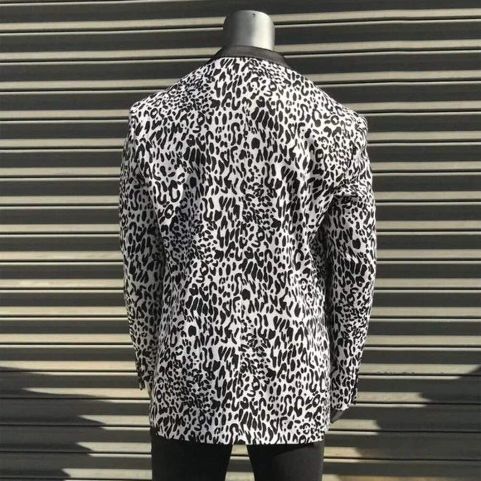 Men’s Angelino Black | White Leopard Casual Prom | Tuxedo | Blazer NWT ...