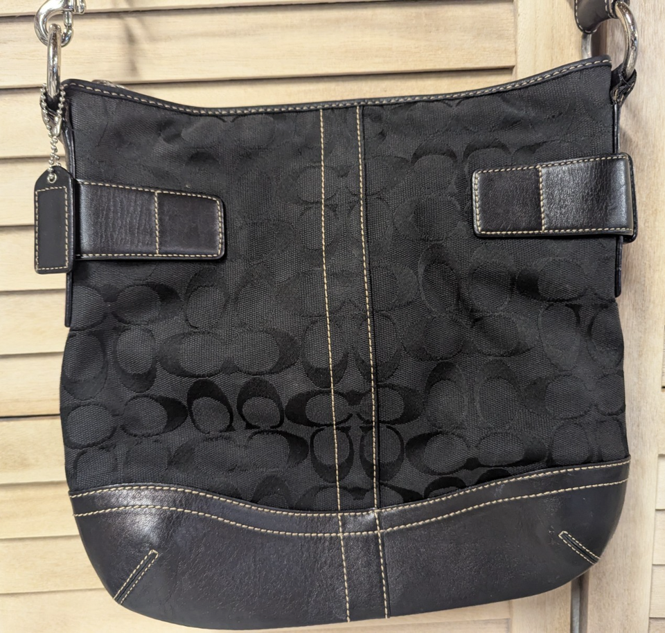 Coach 3574 Black Jacquard Monogram Duffle Shoulder Bag | Crossbody ...