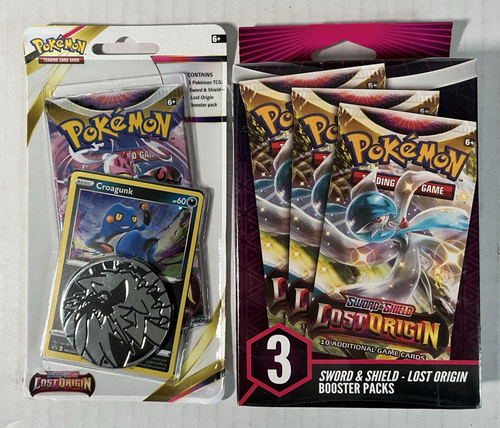Pokemon LOST ORIGIN New Sealed 3 Booster Packs Hanger Box & Checklane ...