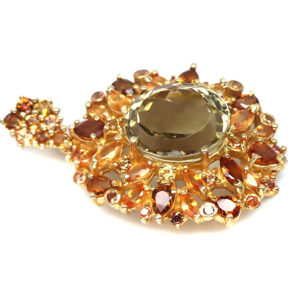 925 Silver 11 x 14 MM. Lemon Quartz, Citrine & Sapphire Made in ...