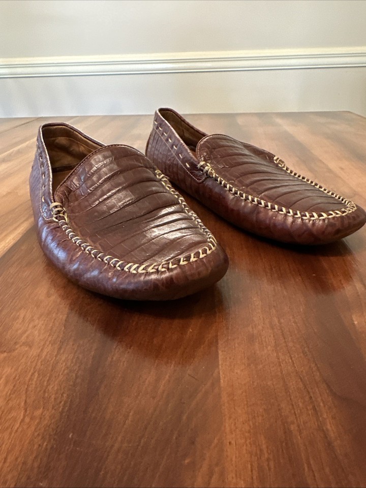 Martin Dingman Driving Loafers Mens 11.5Brown Alligator Grain Exotic Print Shoes | eBay