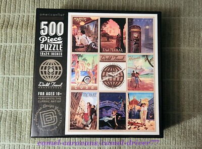 AmericanFlat 500 Piece Jigsaw Puzzle WORLD TRAVEL Anderson Design Group ...
