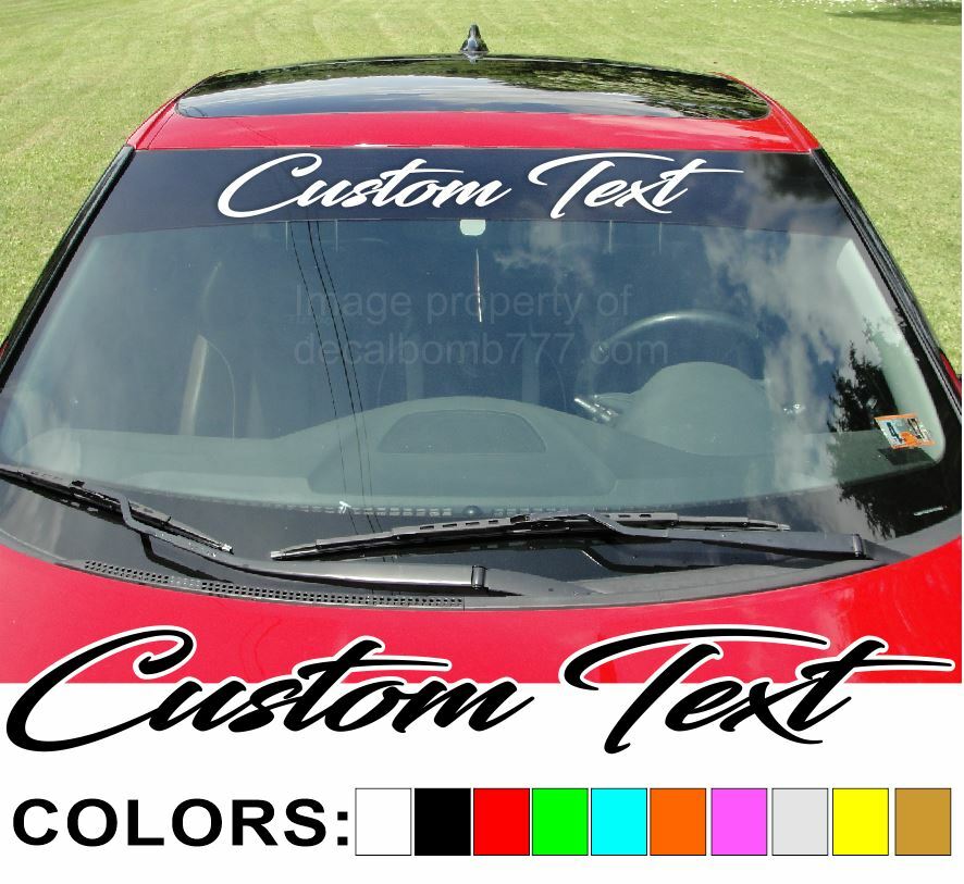 Custom Text Script Vertical Side Windshield Decal Vinyl Truck Turbo ...