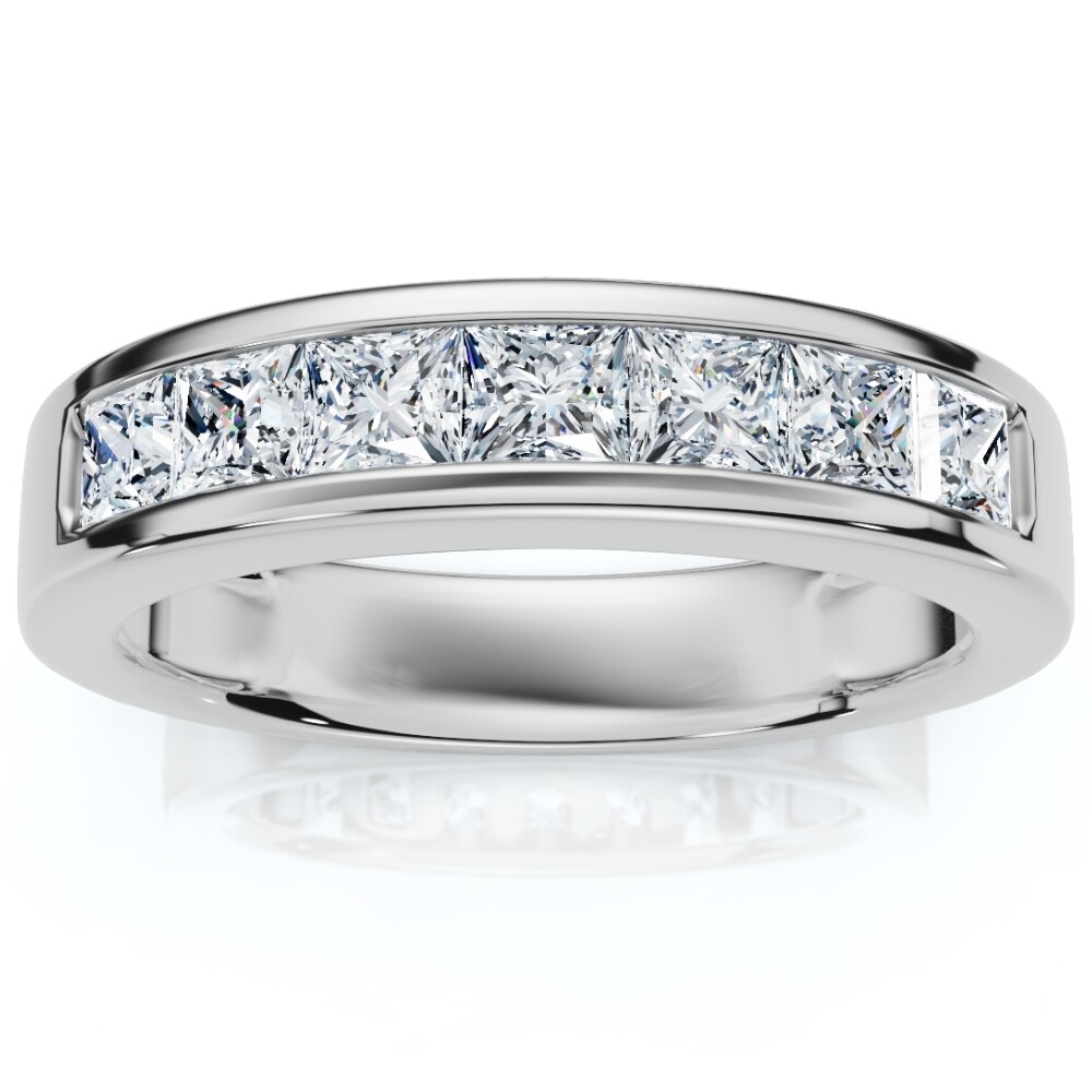 2Ct TW Men's Princess Cut Diamond Channel Set Wedding Ring Gold Lab ...
