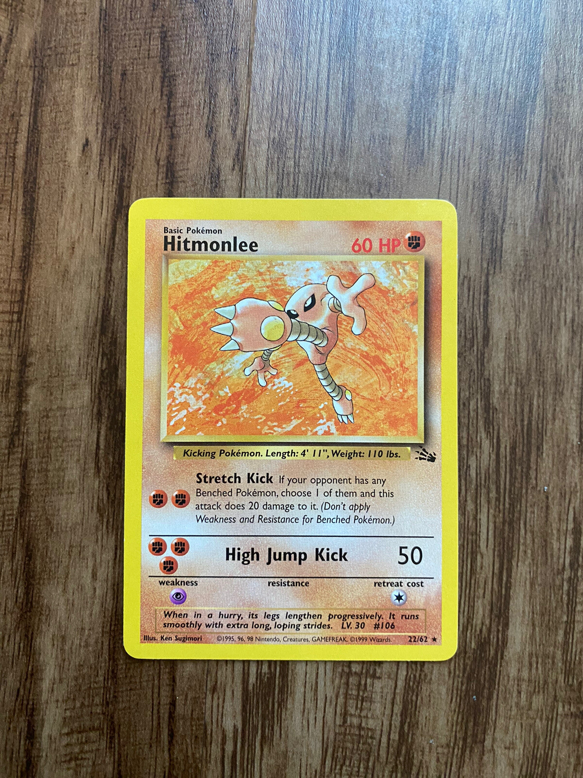 Pokémon TCG Hitmonlee Fossil 22/62 Regular 1999-2000 Wizards Base Set ...