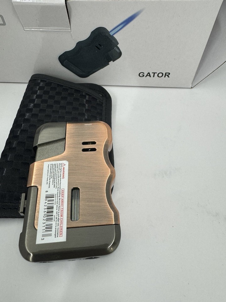 Vertigo Gator Single Torch Cigar Lighter - with Cigar Punch - Copper ...