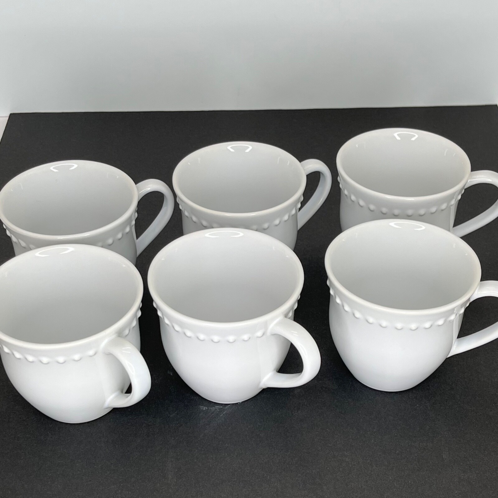 Pottery Barn - Emma - Beaded Rim Mug - White - Multiple Available | eBay