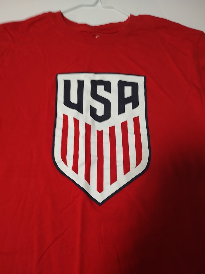 Nike Adult Size L Athletic Cut Team USA Olympic T-Shirt Red with Shield ...