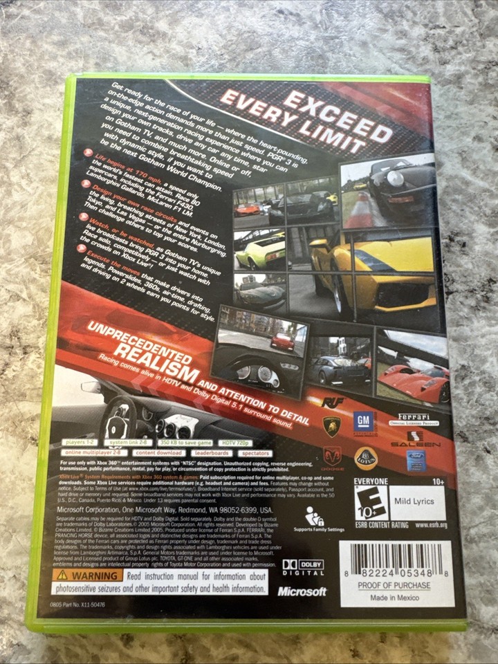 Project Gotham Racing 3 (Xbox 360, CIB) Manual | eBay