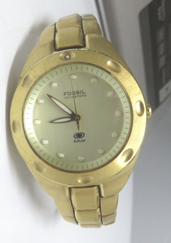 Mens Fossil GOLD Tone Stainless Steel Watch with White Dial, AM-3356 | eBay
