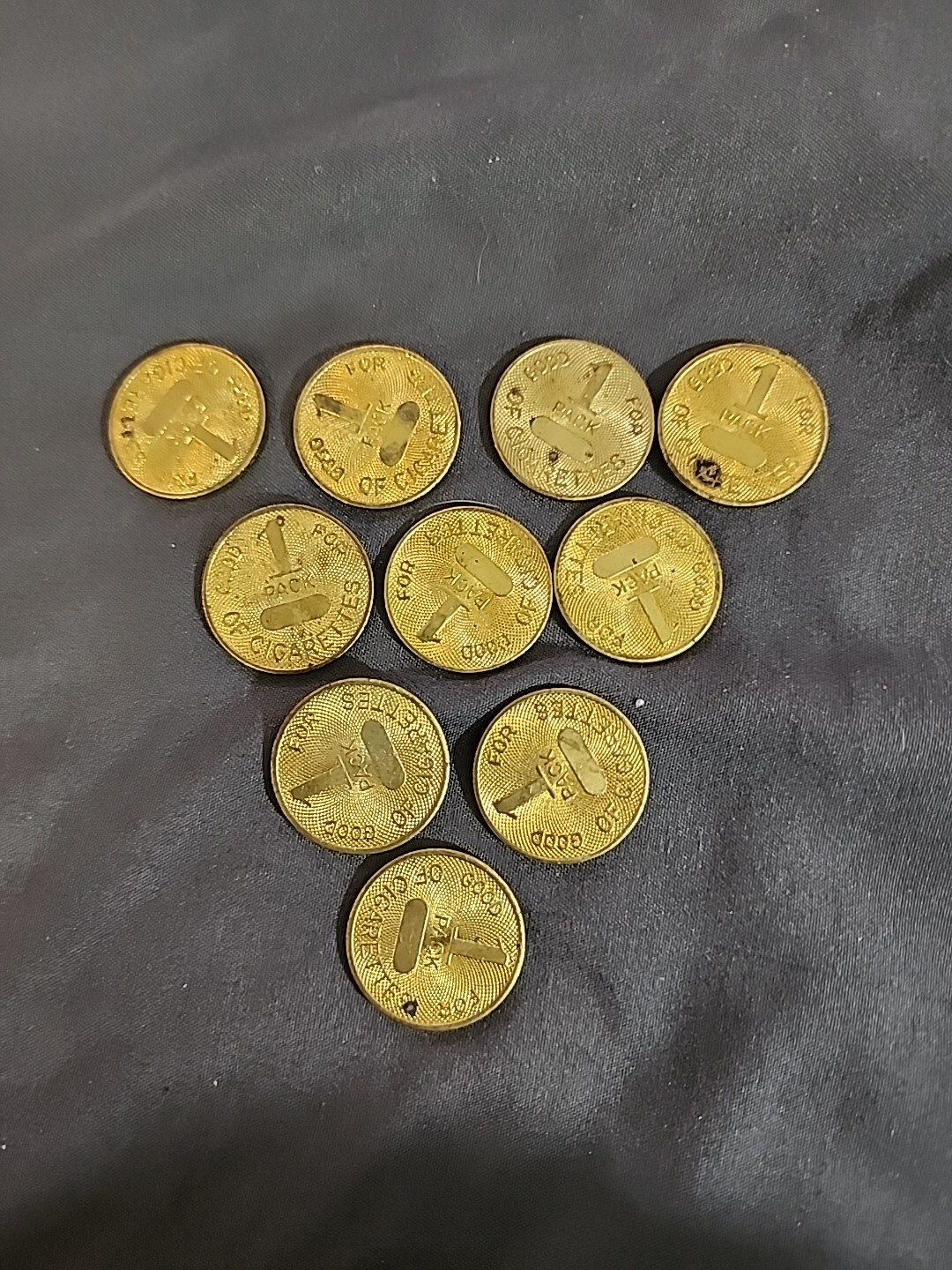 Trade Token Lot Of 10 Good for 1 Pack Cigarettes Tobacco Brass Coin ...