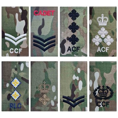 Rank Slides MTP Camo Army Regiment CCF ACF Cadet RLC Cotton Embroidered ...