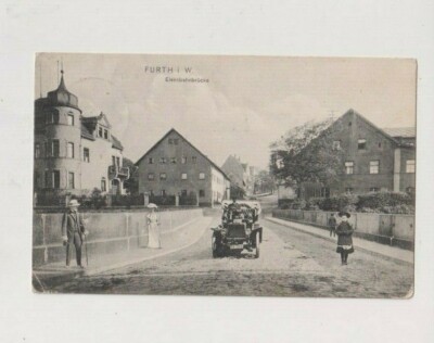 Vintage Postcard Germany Furth i W Railway Bridge Old Cars Era Fashion ...