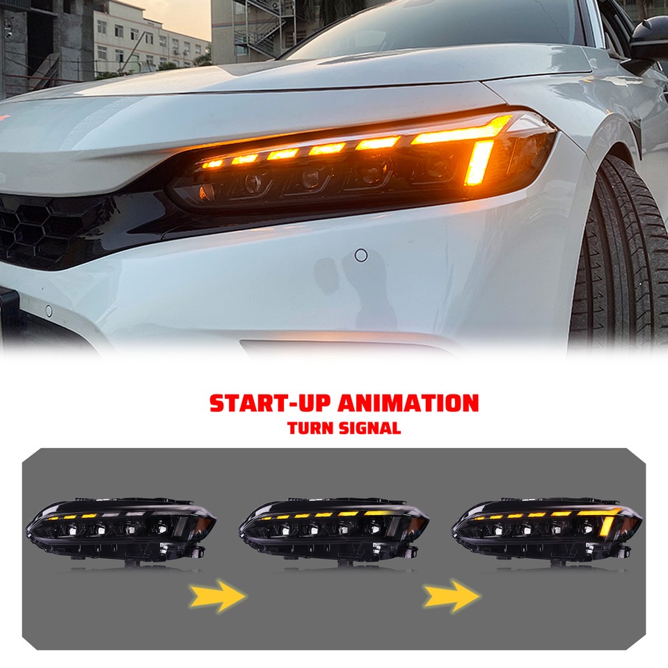 LED Sequential Headlight for 2022-2024 Honda Civic 11th Gen Animation ...