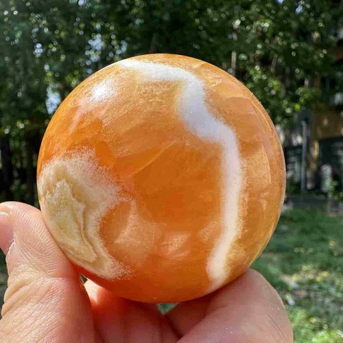 335Gnatural yellow Calcite sphere quartz crystal polished ball healing ...