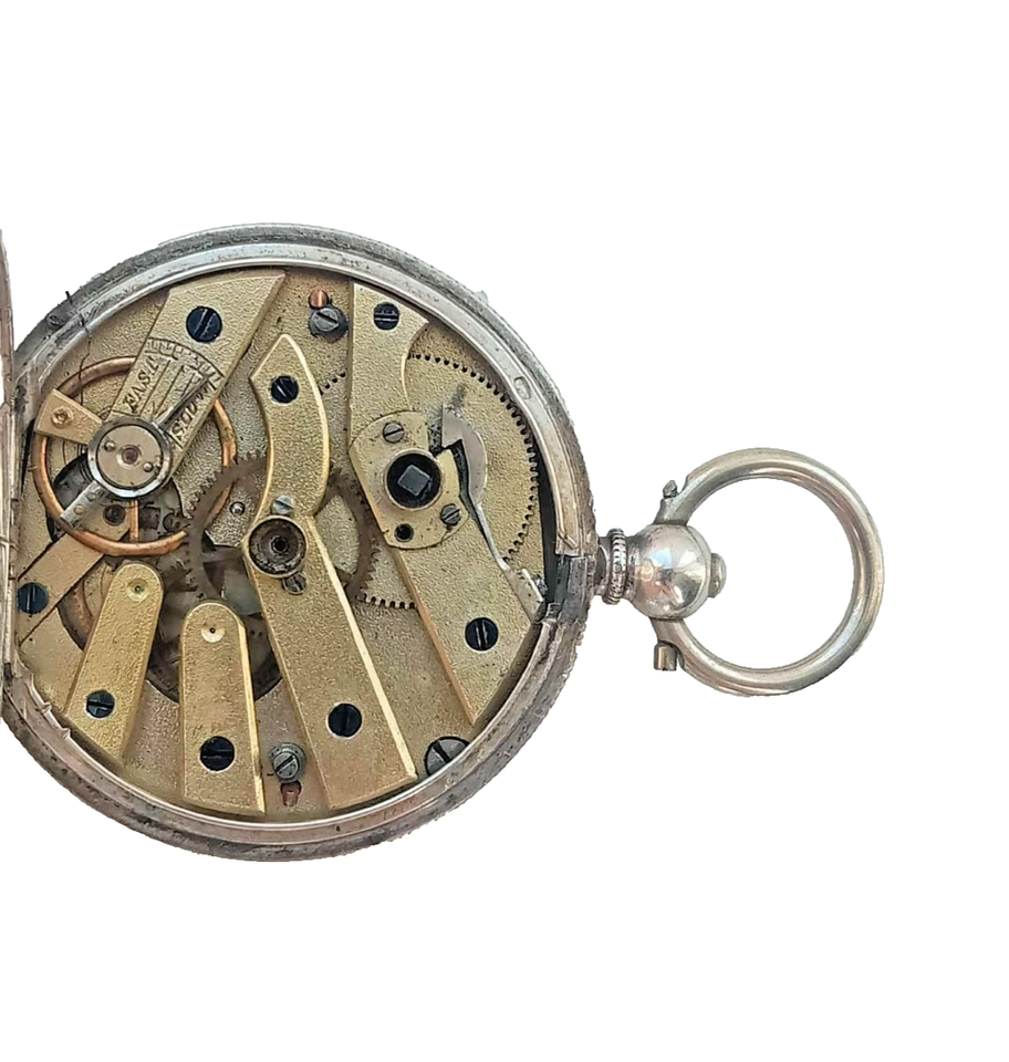 Antique Victorian 800 Solid Silver French Ladies Pocket Watch with ...