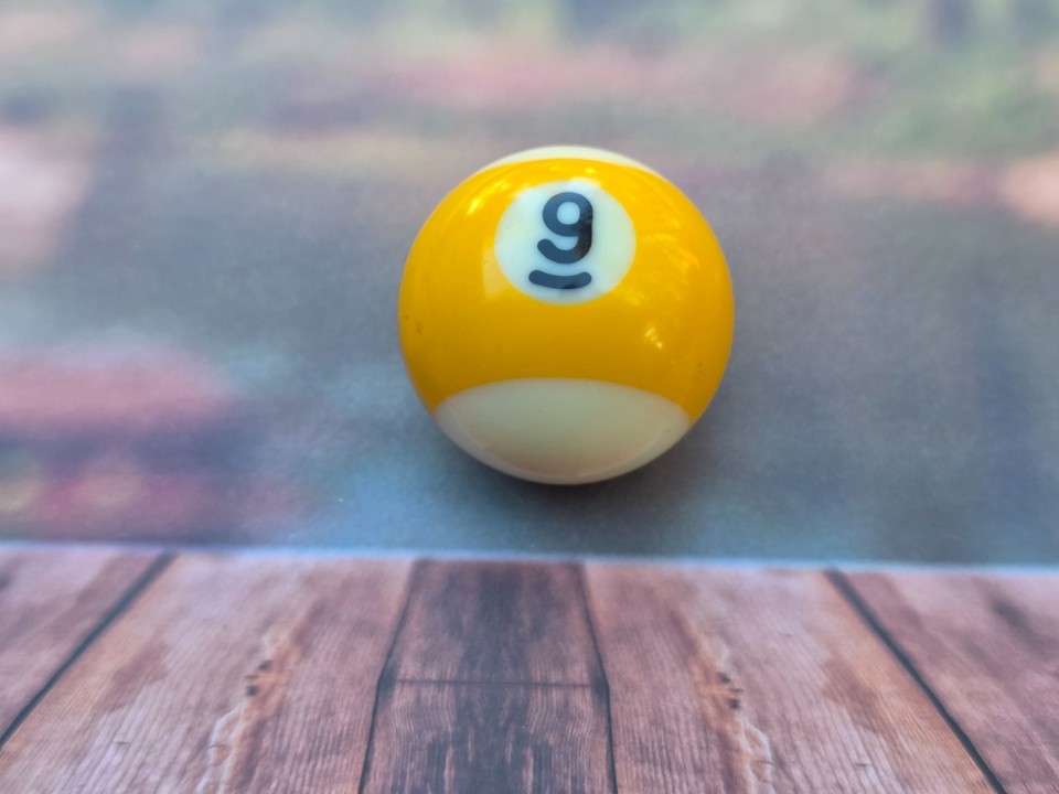 Mini Pool Ball #9 Yellow Stripe 1.5" Diameter Miniature Billiard ...