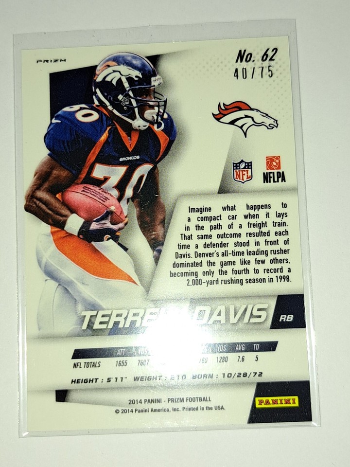 2014 Panini Prizm - NFL PRIZM #62 Terrell Davis #40/75 SSP BRONCOS | eBay