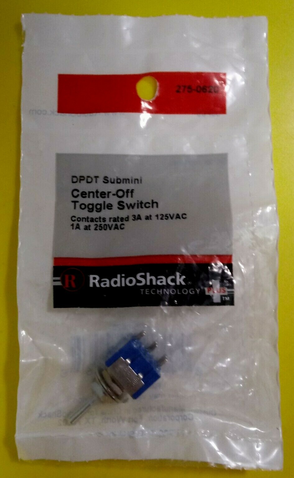 New! - RadioShack® DPDT Subminiature Center-Off Toggle Switch P/N 275 ...