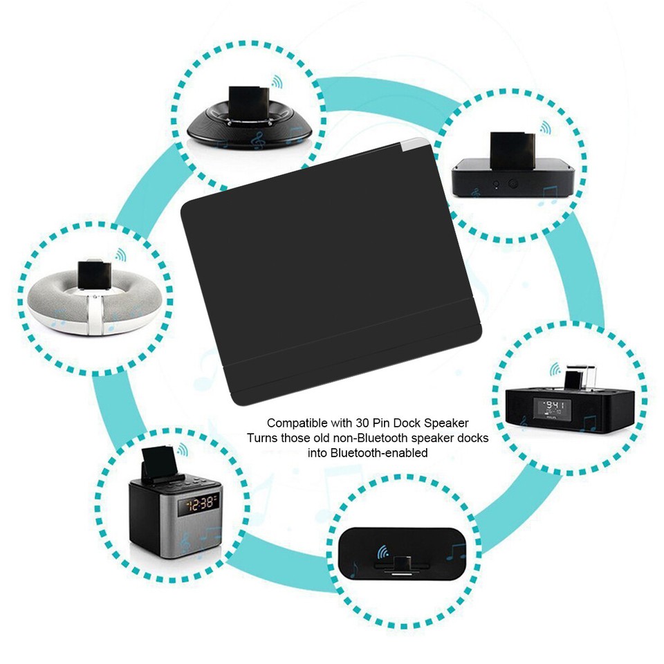 Dock For iPod/iPhone Wireless Music Adapter 30 Pin Bluetooth 5.1 Audio ...