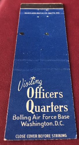 Matchbook Cover Visiting Officers Quarters Bolling Air Force Base ...