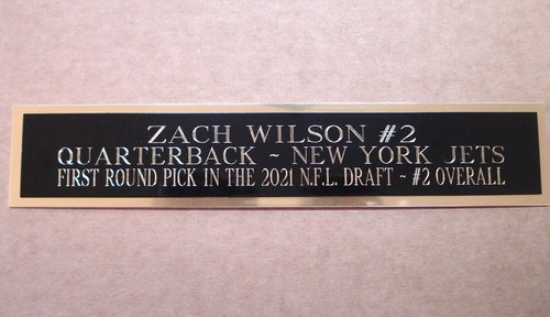 Zach Wilson Jets Nameplate For A Football Mini Helmet Display Case 1.25 ...