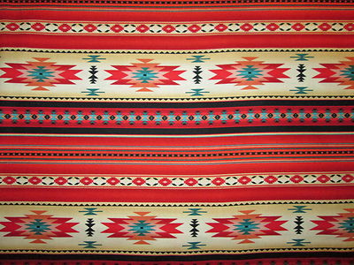Navajo Indian Red Teal Border Native American Print Cotton Fabric FQ | eBay