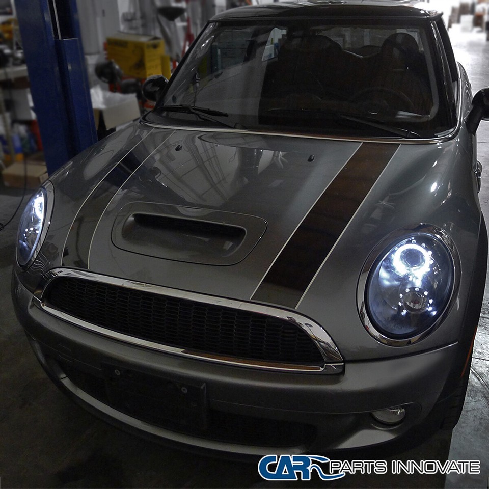 Black Fits 2007-2013 Mini Cooper R56 LED Halo Projector Headlights ...