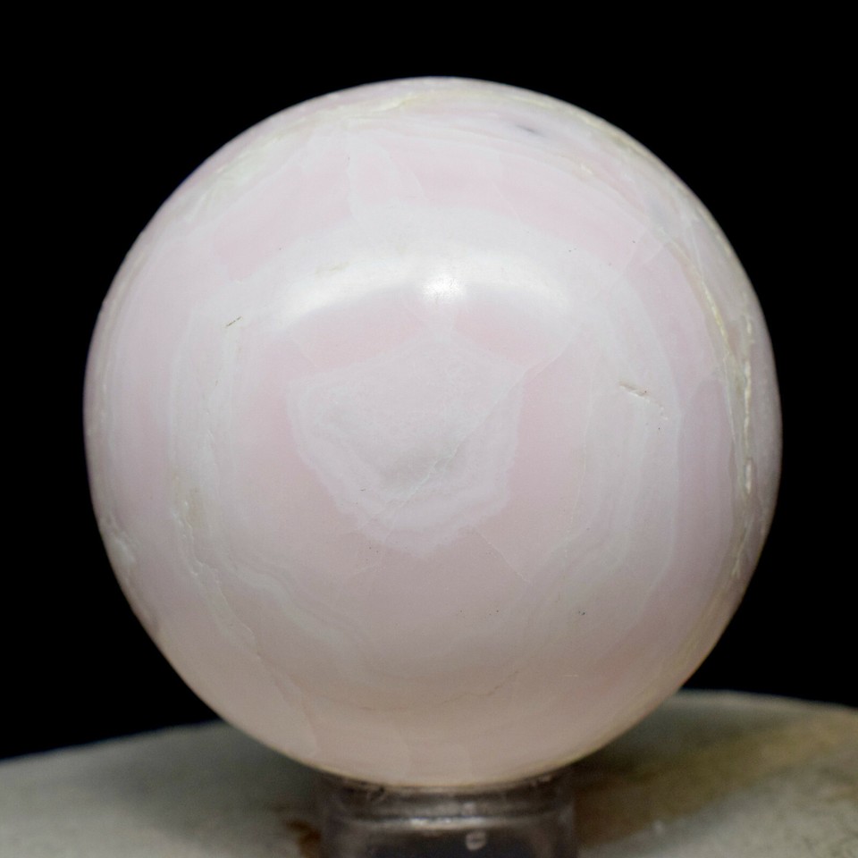 44mm Pink Mangano Calcite Sphere Sparkling Natural Banded Mineral ...