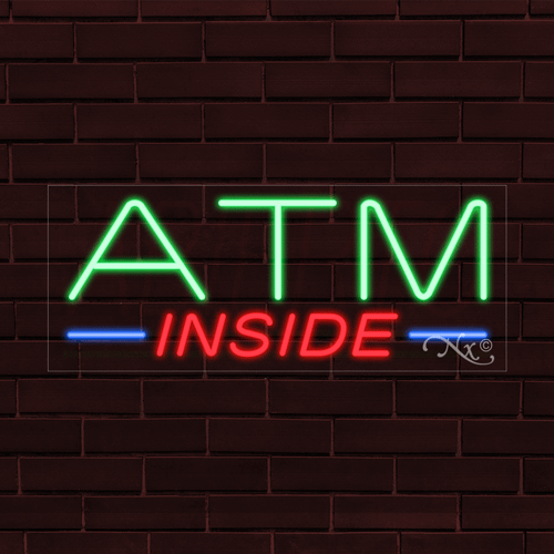 BRAND NEW "ATM INSIDE" 30x12x1 INCH LED FLEX WINDOW/WALL INDOOR SIGN ...