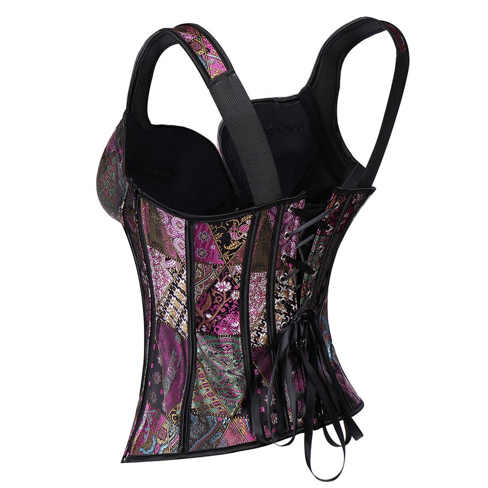 Women‘s Lace Up Corset Bustier Shaper Waist Cincher Top Plus Size ...