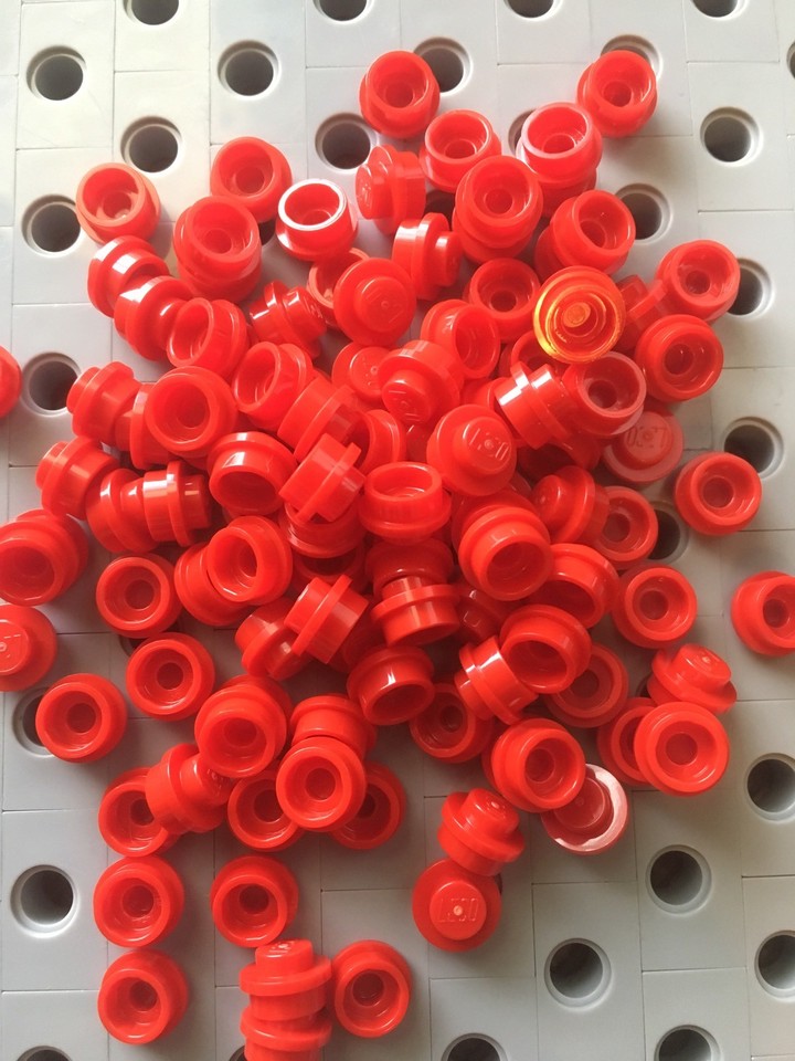 Lego New Lot Of 50 1X1 Red Round Dot Plates Bricks Dots Stud Caps | eBay