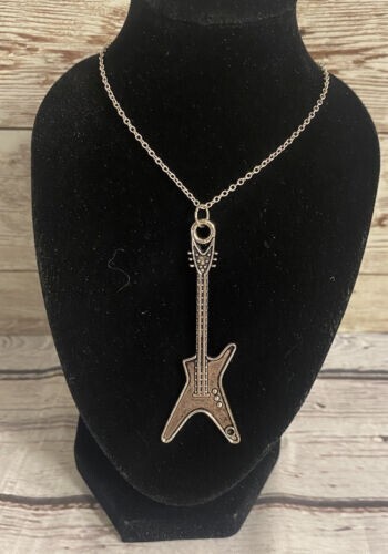 New-Custom Silver Heavy Metal Guitar Necklace | eBay