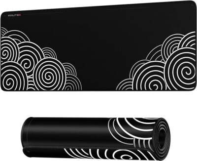 XXL LARGE Spiral Gaming Mouse Pad Thick Black & White Desk Mat Desk Pad ...