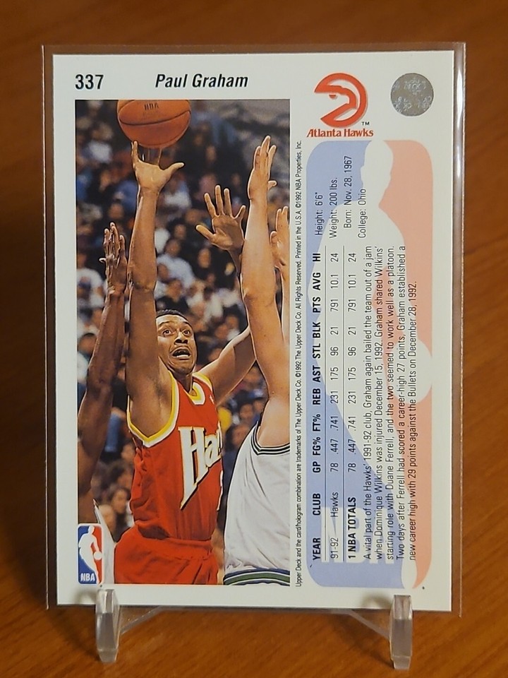 1992-93 Upper Deck Basketball Card #337 Paul Graham Atlanta Hawks | eBay