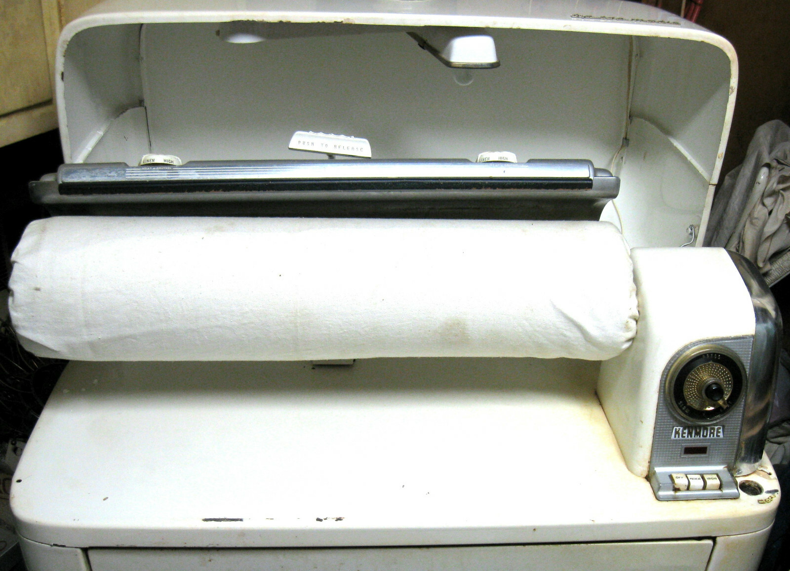 SEARS KENMORE Tip Toe Matic White IRON FABRIC LINEN PRESS Mangle ...