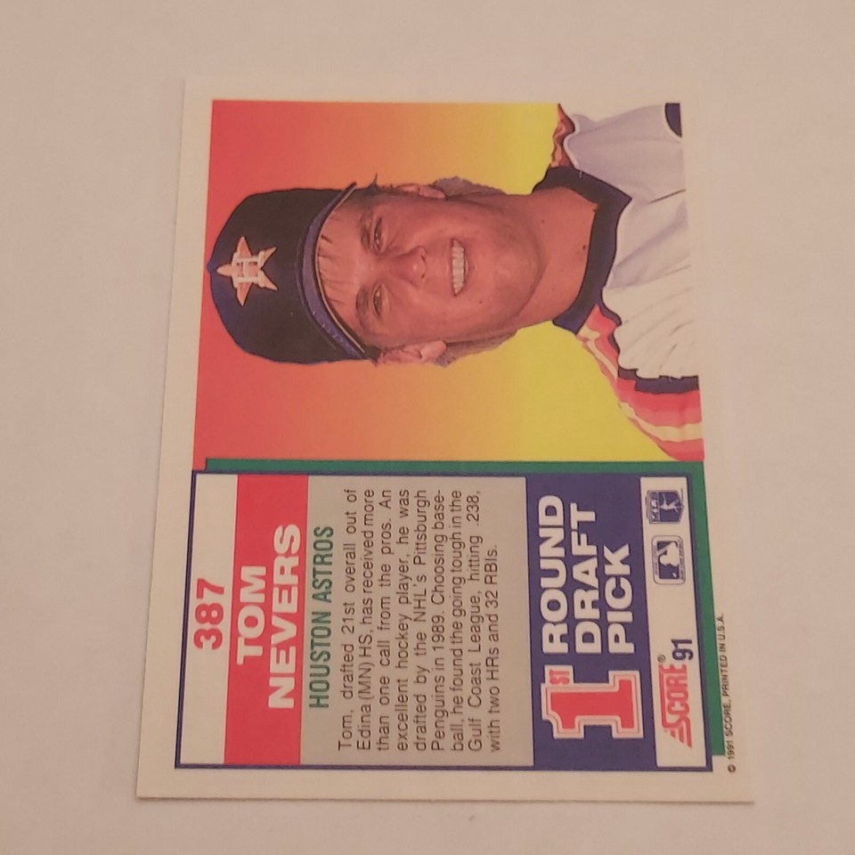 1991 Score Baseball Card Tom Nevers #387 #1 Draft Pick | eBay