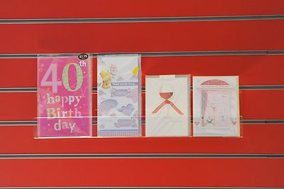 Budget Acrylic Slatwall Greeting Card Display Rack Gift / Card Shop ...