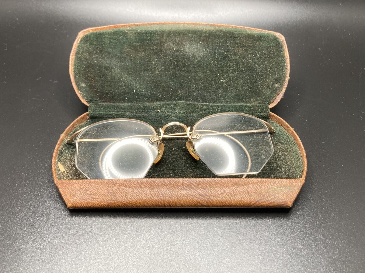 ANTIQUE SHURON RIMLESS EYE GLASSES 1/10 12K GF FANCY NICE ANTIQUE SHURON RIMLESS EYE GLASSES 1/10 12K GF FANCY NICE