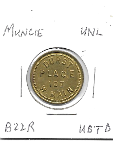 Muncie, Indiana Trade Token DURST PLACE 5c | eBay