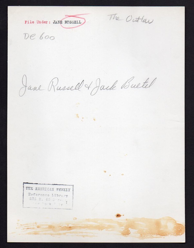 Jane Russell & Jack Buetel THE OUTLAW Howard Hughes film ORIG PHOTO ...