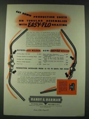 1948 Handy & Harman Easy-Flo Brazing Ad - Cut down production costs | eBay