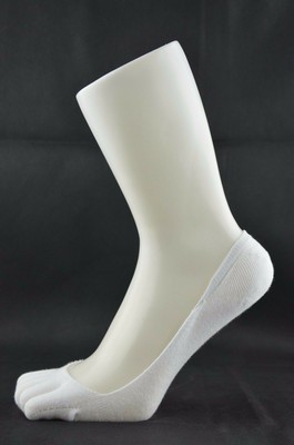 Womens Pair Invisible Anti Slip Five Toe Sock Footlets Sockettes White ...